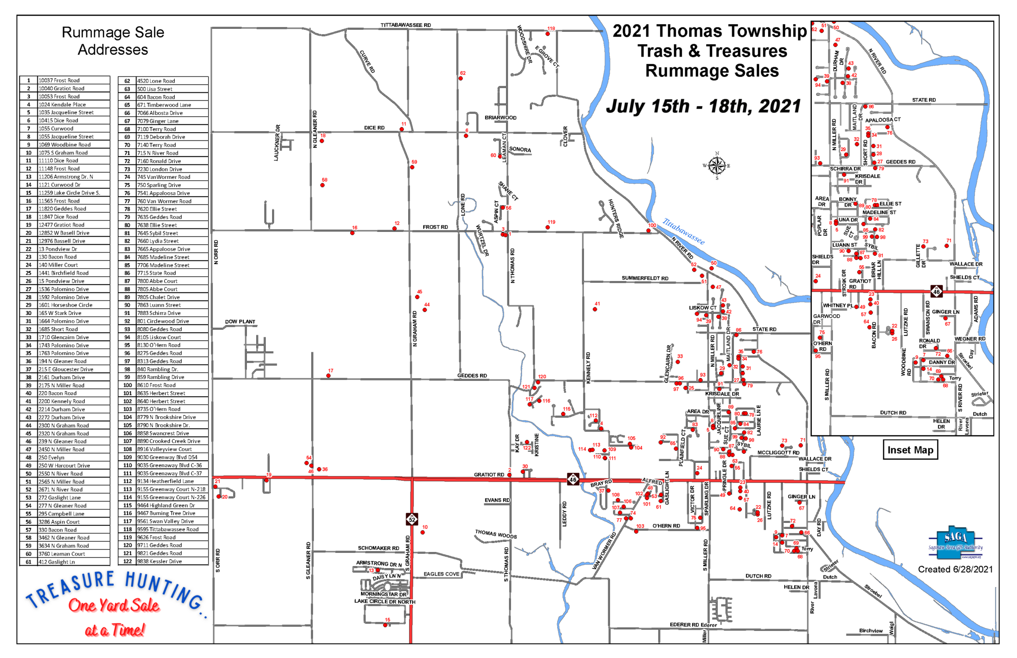Trash & Treasures Map - Thomas Township